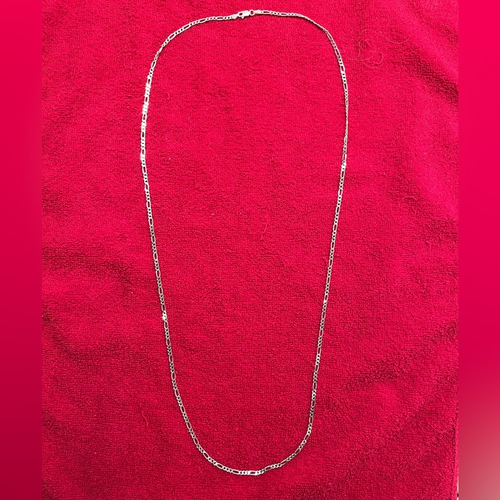 Sterling 34” Link Chain Necklace Gem